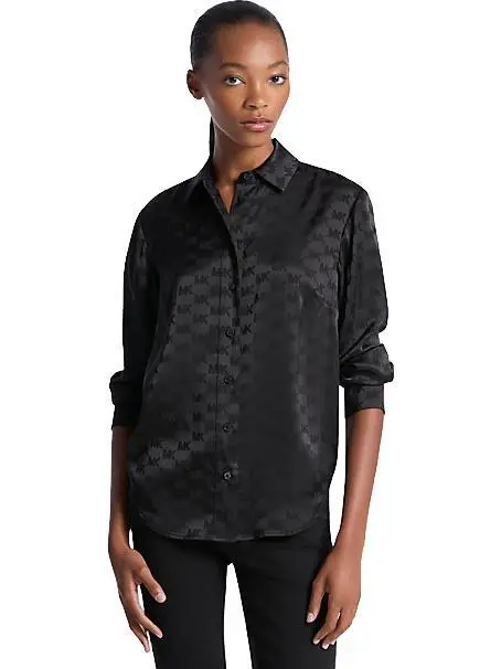 Michael Kors Logo Jacquard Satin Shirt - Black
