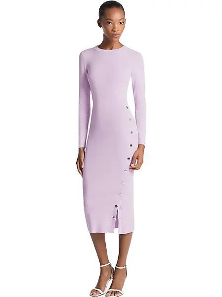 Michael Kors Viscose Blend Snap Dress - Purple