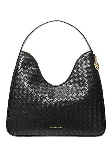 Michael Kors Nayla Medium Woven Shoulder Bag - Black