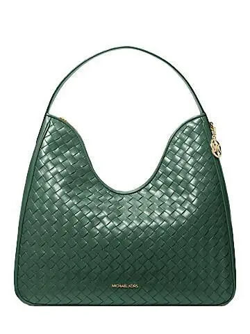 Michael Kors Nayla Medium Woven Shoulder Bag - Green