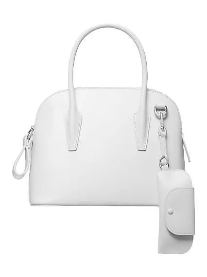Michael Kors Kaitlin Medium Leather Dome Satchel - White