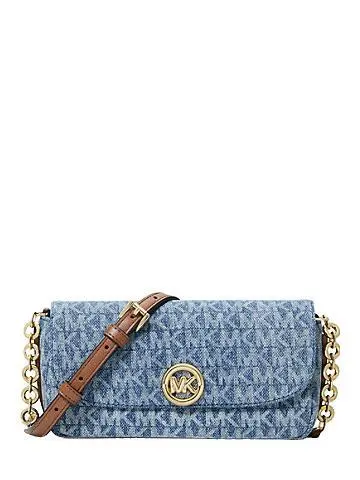 Michael Kors Nolita Small Logo Jacquard Denim Crossbody Bag - Blue