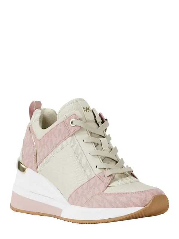 Michael Kors Georgie Signature Logo Wedge Trainer - Pink