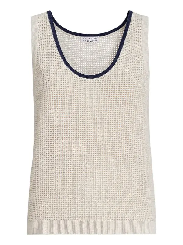 Brunello Cucinelli Knitted Sleeveless Top - Beige