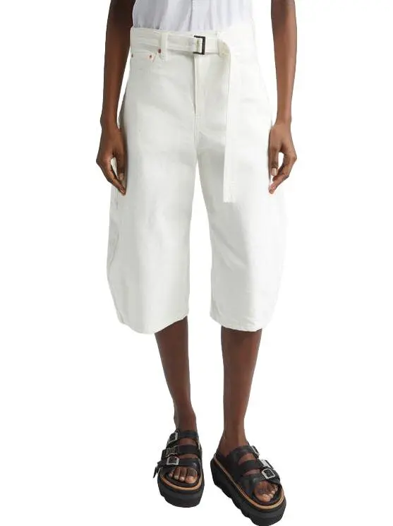 Sacai Belted Barrel Leg Jeans - Off White