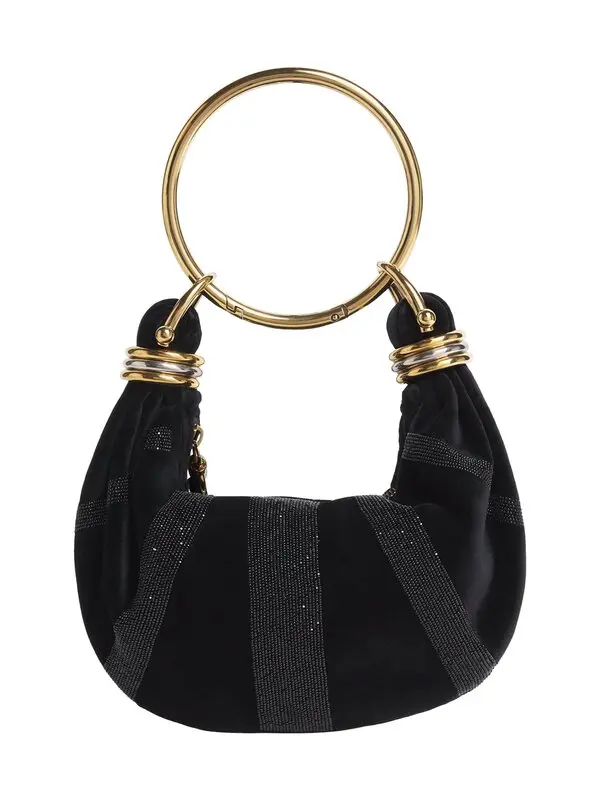 Chloé Mini Velvet Embellished Bracelet Top Handle Bag - Black