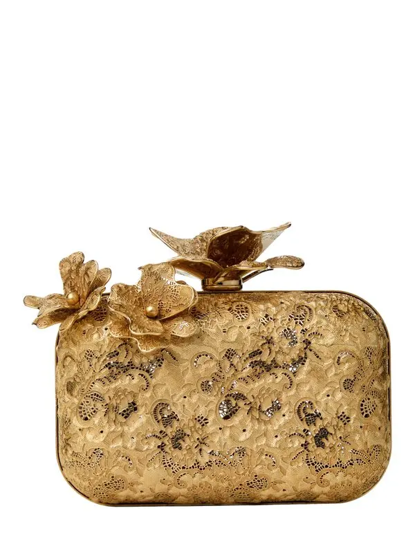 JIMMY CHOO Cloud Metal Lace Clutch - Gold