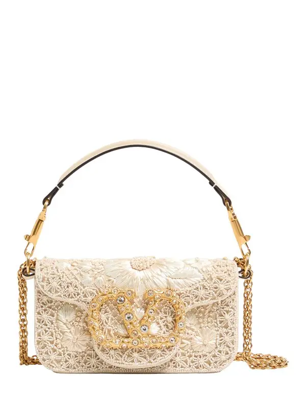 Valentino Garavani Locò Embellished Shoulder Bag - Ivory