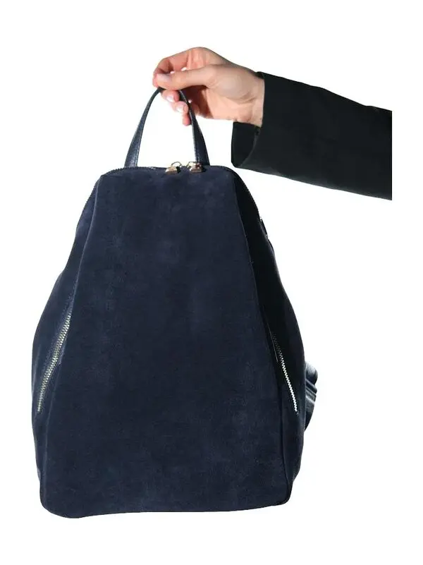 FOREVER & ALWAYS SHOES Josh Leather Backpack - Navy Suede