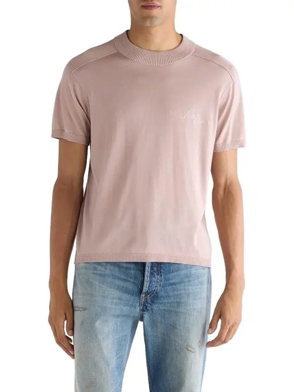Acne Studios Kyotini Silk Short Sleeve Knit Top - Light Pink