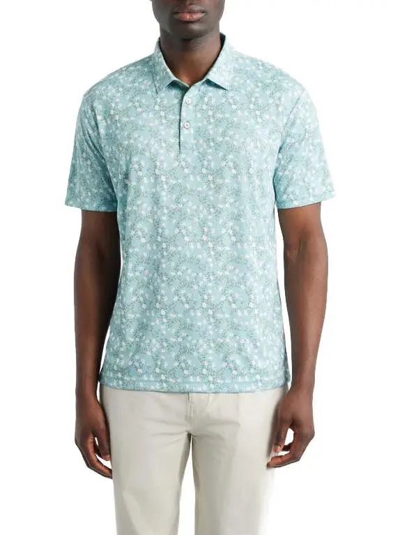 SWANNIES Breeze Floral Performance Golf Polo - Surf