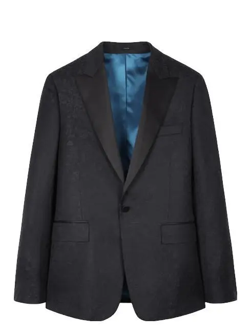 Paul Smith The Soho Tailored-fit Floral Jacquard Wool-linen Evening Blazer - Black