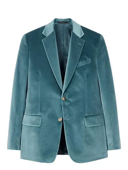 Paul Smith The Brierley Teal Velvet Blazer - Blue