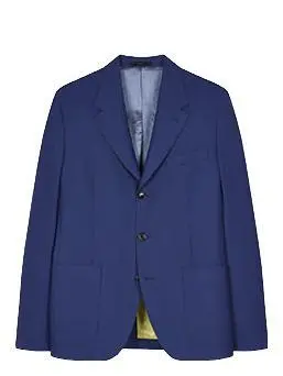 Paul Smith Indigo Fresco Wool Three Button Blazer - Blue