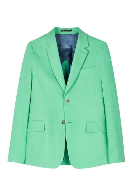 Paul Smith Turquoise Green Linen Buggy-lined Blazer - Blue