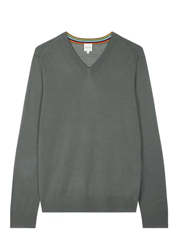 Paul Smith Merino Wool V-neck Sweater - Green