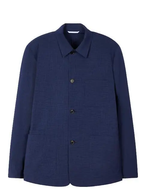 Paul Smith Check Stretch-wool Seersucker Work Jacket - Blue