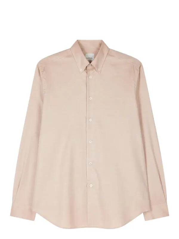 Paul Smith Tan Yarn-dye Brushed Cotton Twill Shirt - Brown
