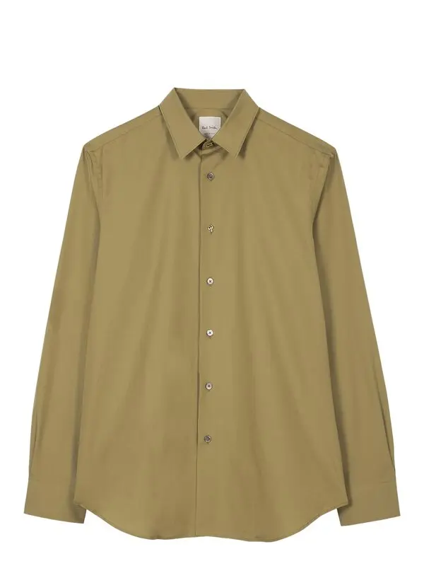 Paul Smith Washed Khaki Charm-button Cotton Shirt - Green