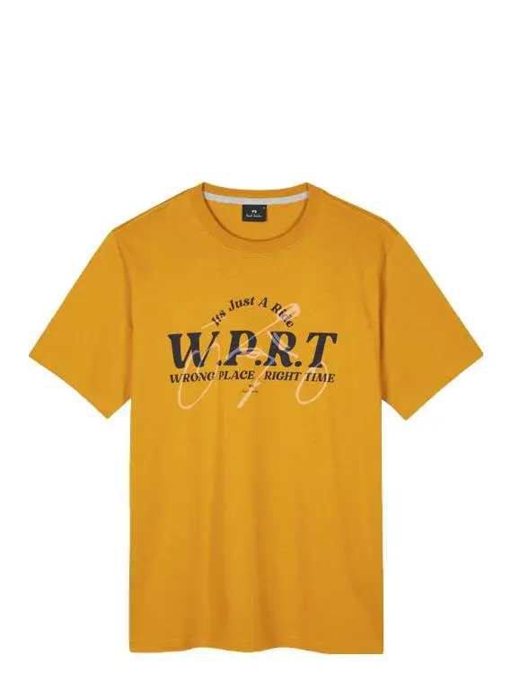 Paul Smith Orange 'wrong Place Right Time' Print T-shirt - Yellow