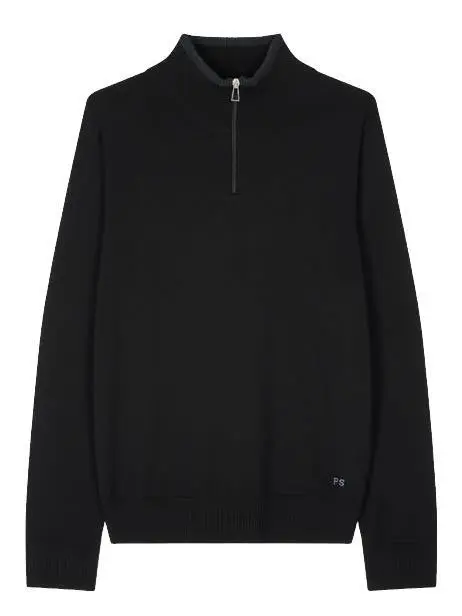 Paul Smith Merino Wool Half-zip Pullover - Black