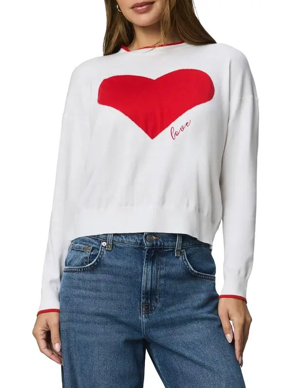 Splendid Intarsia-knit Cotton-blend Sweater - White/rouge
