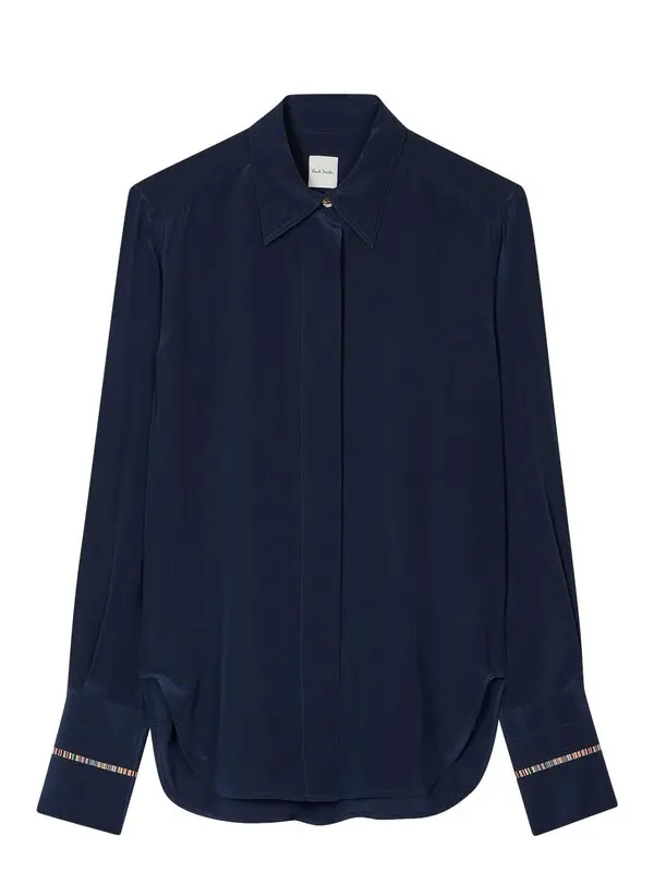 Paul Smith Silk 'signature Stripe' Shirt - Blue