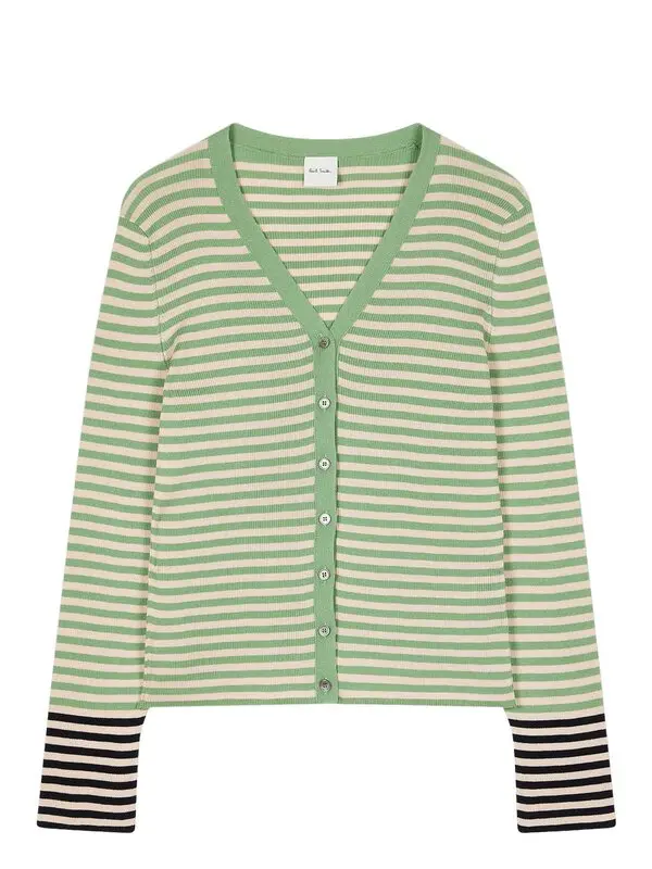 Paul Smith Organic Cotton Stripe Cardigan - Green