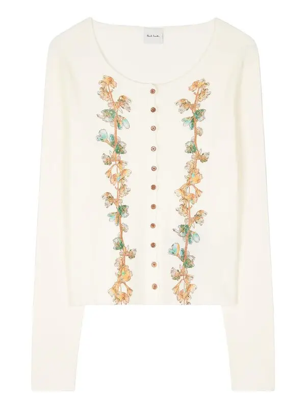 Paul Smith Inflorescence Organic Cotton Cardigan - White