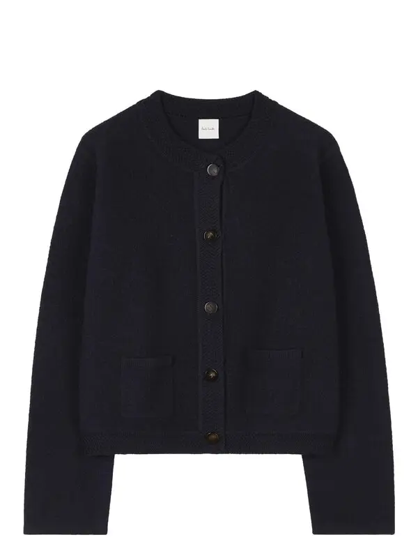 Paul Smith Bouclé Knitted Cardigan - Blue