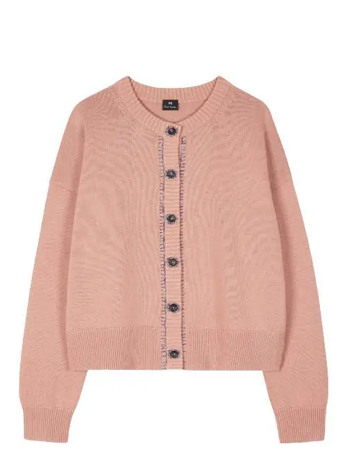 Paul Smith Contrast-stitch Placket Knitted Merino-blend Cardigan - Pink