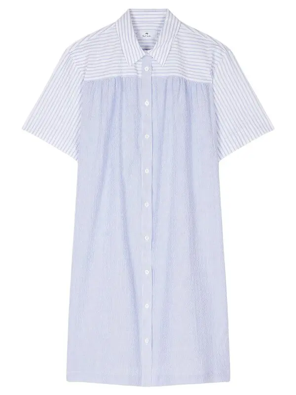 Paul Smith Pinstripe Seersucker Shirt Dress - Blue