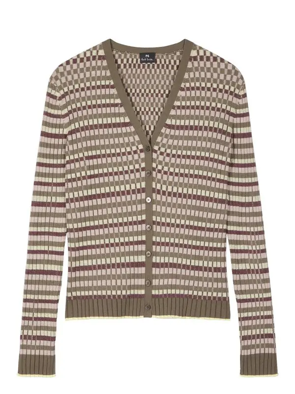 Paul Smith Ribbed V-neck Cardigan - Green