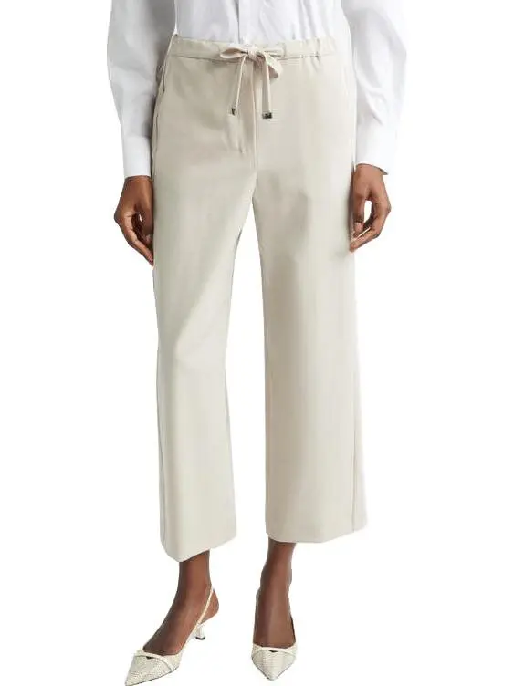 Max Mara Argenta Drawstring Virgin Wool Ankle Pants - Natural