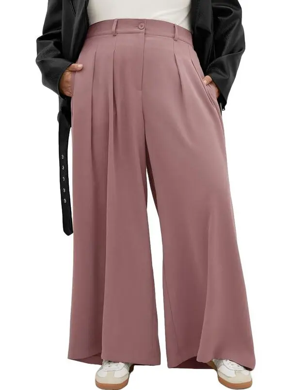 City Chic Abbie Wide Leg Trousers - Cinnamon