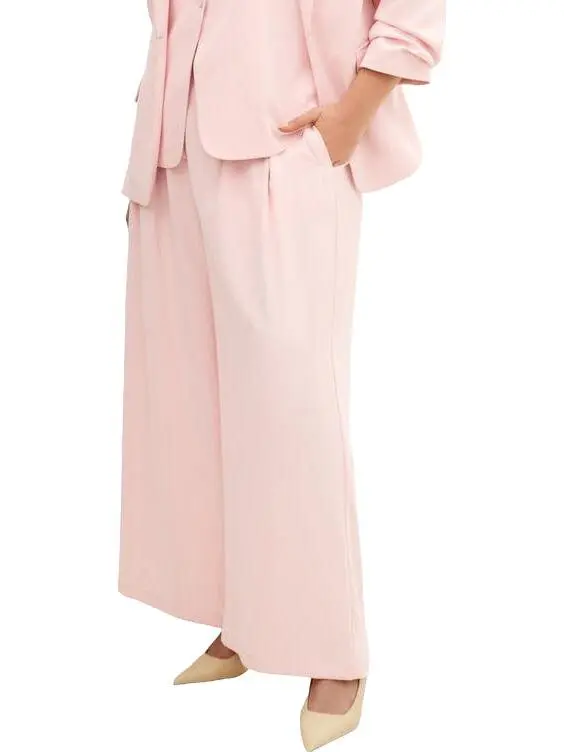 City Chic Wide Leg Pleated Front Pants - Heavenly Pink