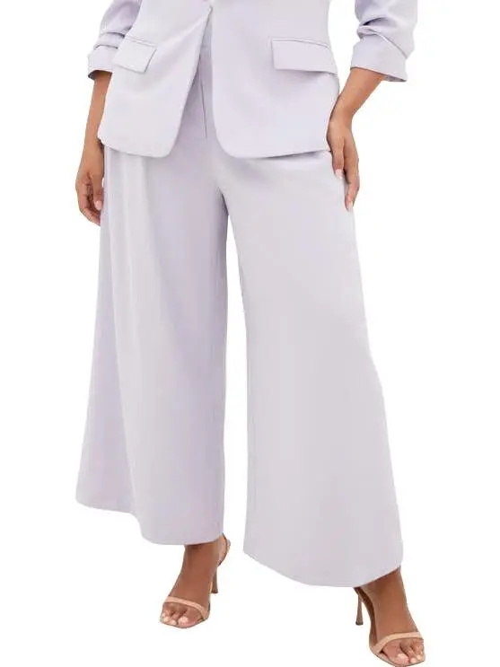 City Chic Wide Leg Pleated Front Pants - Lilac