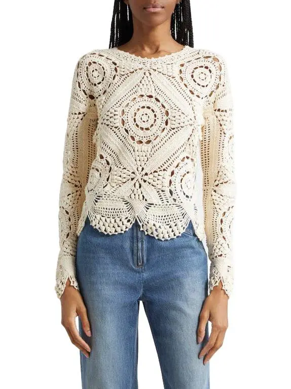 Ulla Johnson Eugnie Cotton Crochet Top - Cowrie