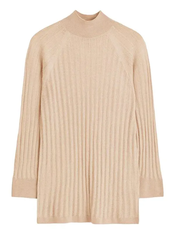 Cos Sheer Knitted Silk Top - Light Beige