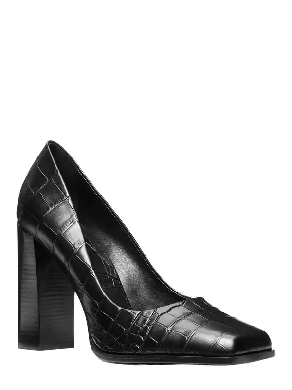 Michael Kors Jeanne Crocodile Embossed Leather Pump - Black