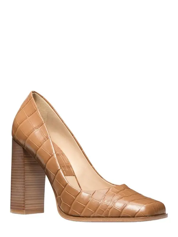 Michael Kors Jeanne Crocodile Embossed Leather Pumps - Brown