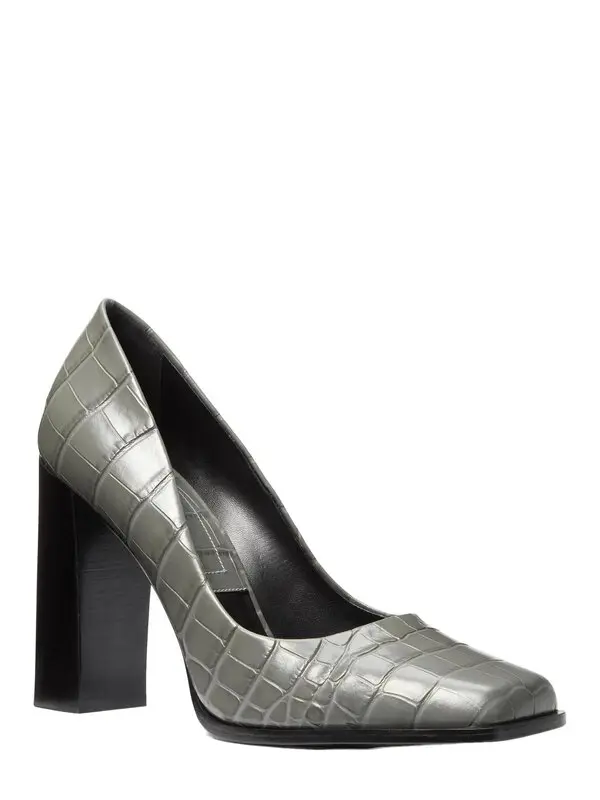 Michael Kors Jeanne Crocodile Embossed Leather Pump - Grey