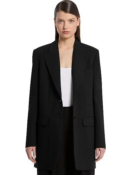 Michael Kors Wool Serge Boyfriend Blazer - Black