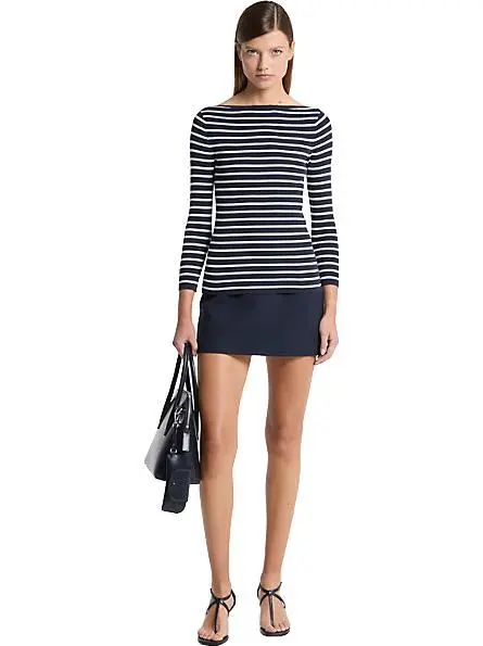 Michael Kors Striped Boatneck Top - Blue