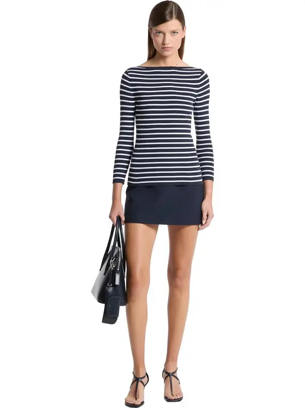 Michael Kors Striped Boatneck Top - Blue