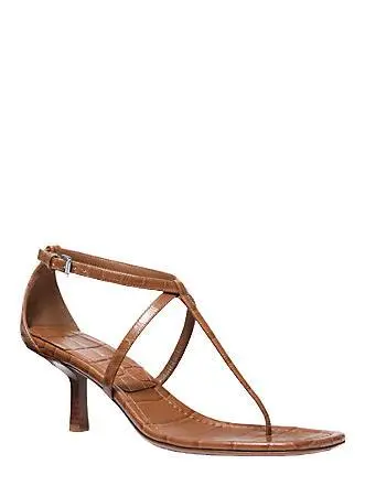 Michael Kors Anna Crocodile Embossed Leather Sandal - Brown