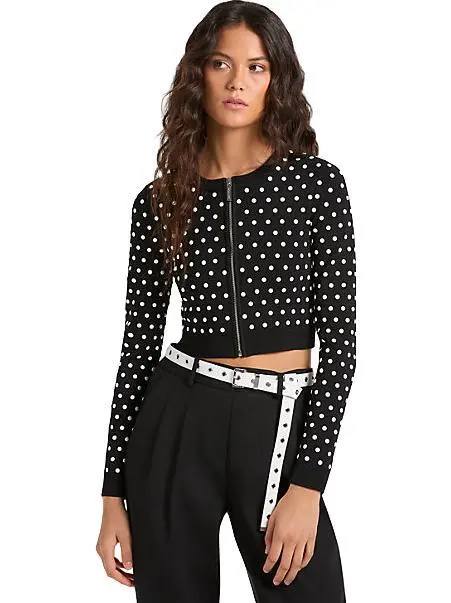 Michael Kors Studded Zip-up Cardigan - Black