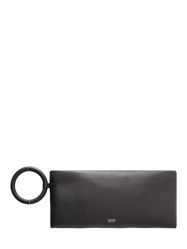 TOM FORD Leather Wristlet Clutch - Black