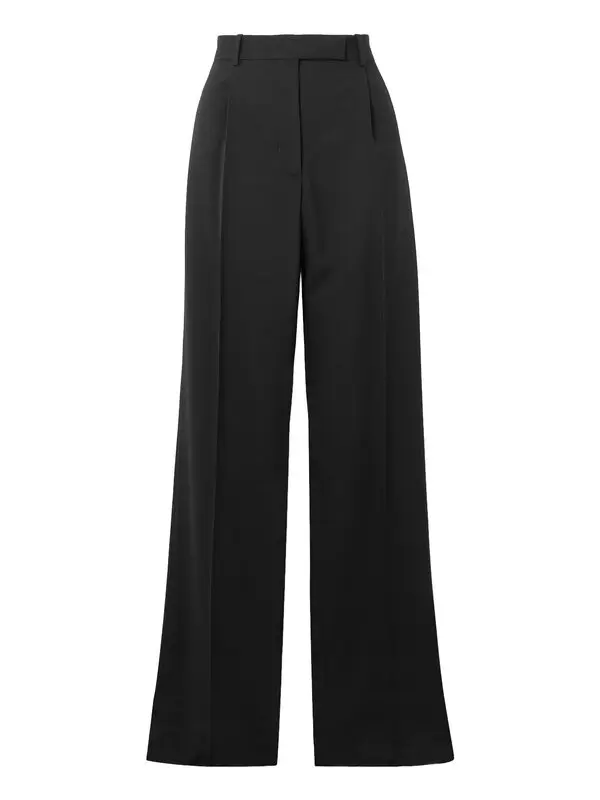 TOM FORD Pleated Grain De Poudre Wool Straight-leg Pants - Black