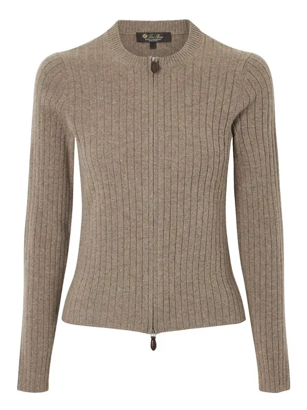 Loro Piana Ribbed Cashmere Cardigan - Brown